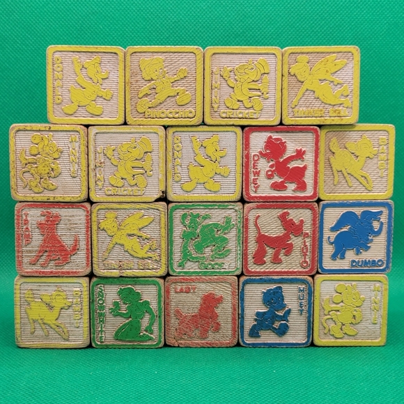 Halsom | Toys | Lot Of 9 Vintage Wooden Halsom Disney Alphabet Blocks ...